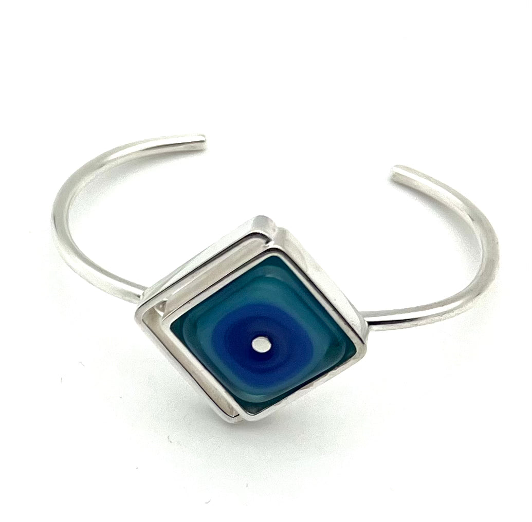 Offset Diamond Shape Cuff Bracelet in Blue and Turquoise – Kristin ...